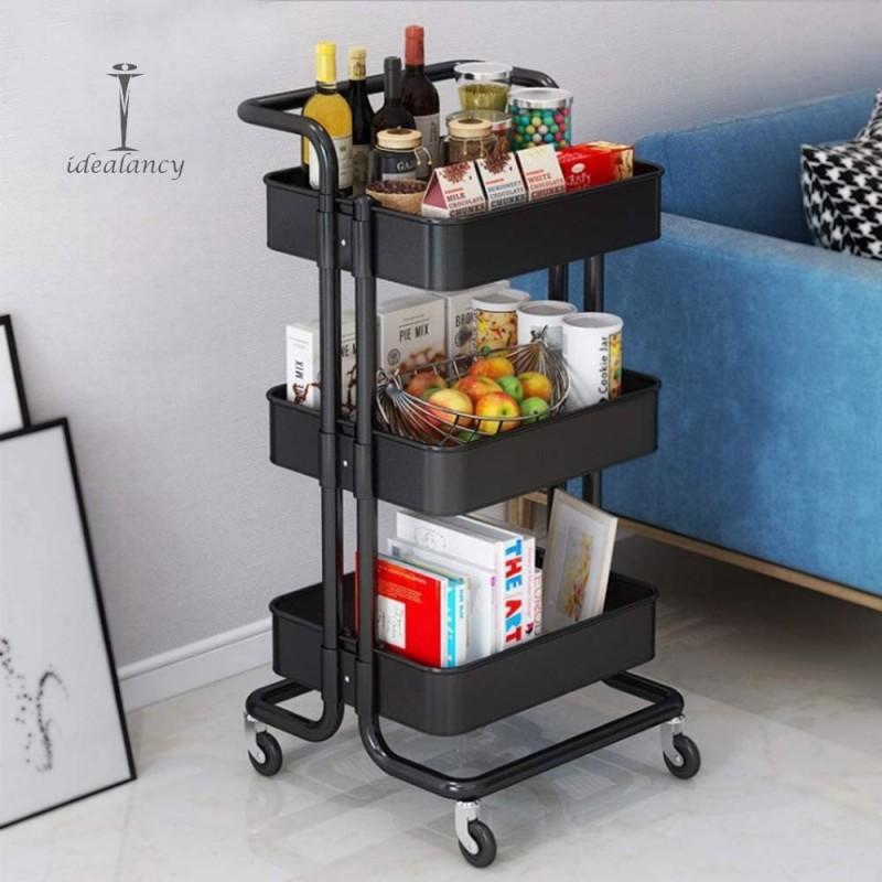 3 Tier Trolley Storage Rack With Wheel | Idealancy