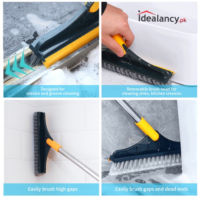 2 In 1 Floor Scrub Brush Rotating With Long Handle | Idealancy