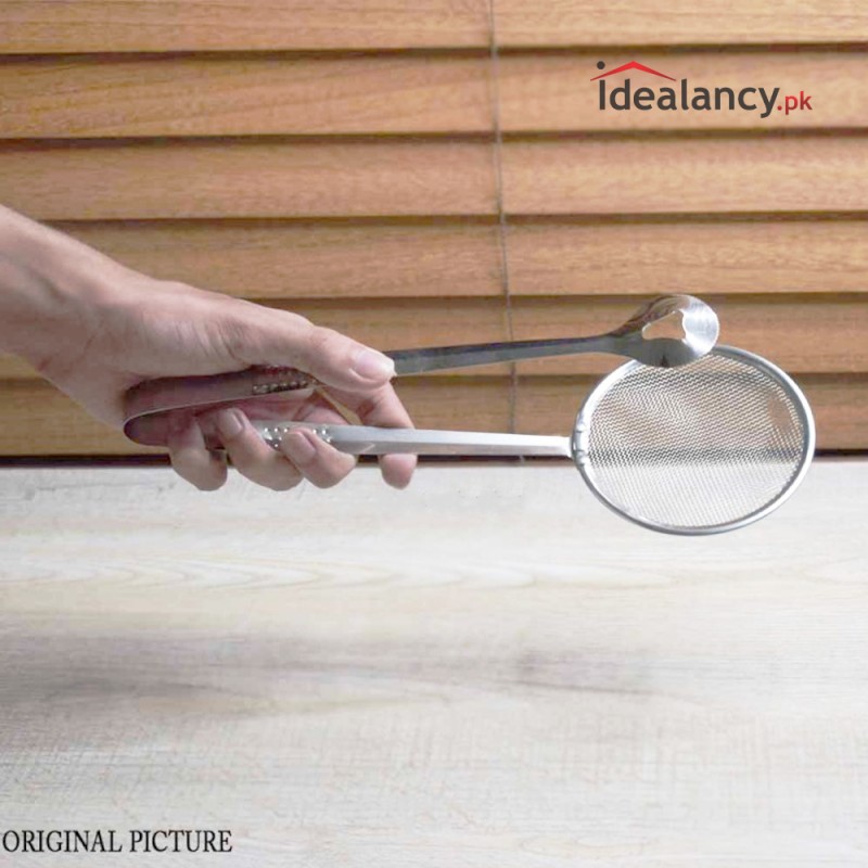 Frying Tong With Strainer Stainless Steel | Idealancy
