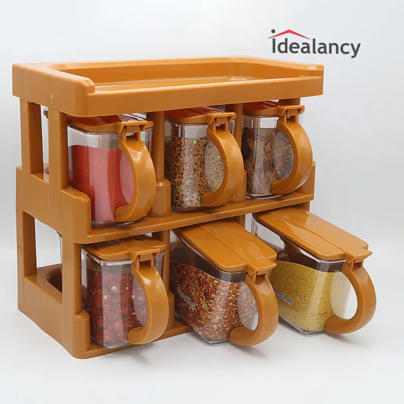 Master Chef Spice Rack With 6 Jars Set | Idealancy
