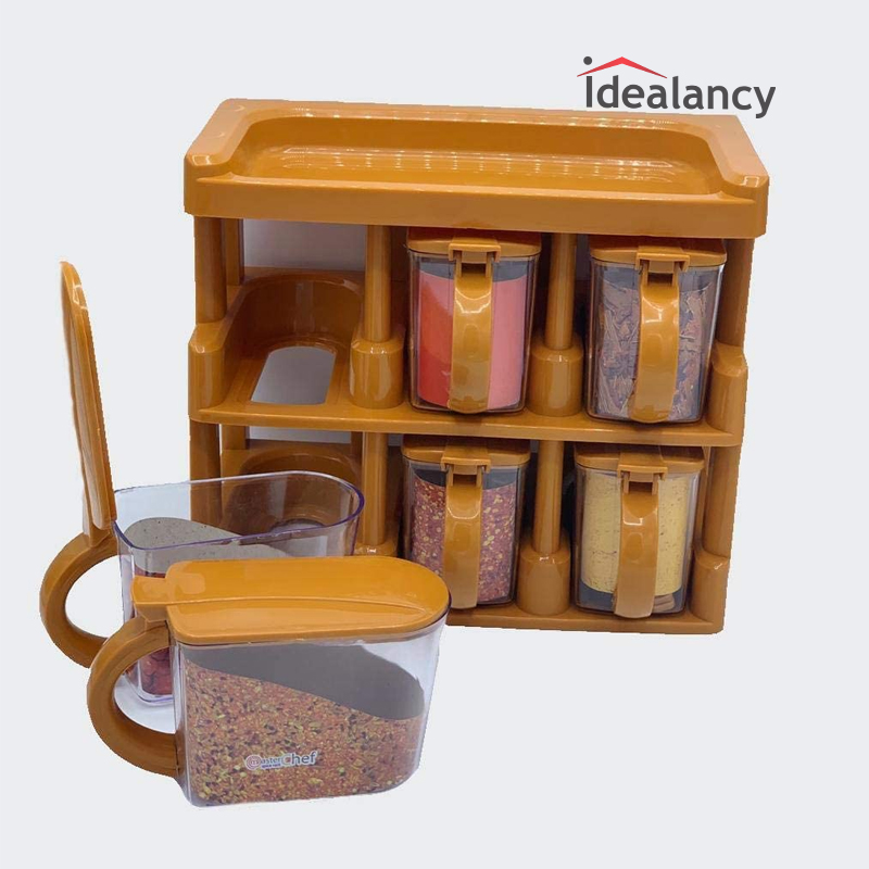 Master Chef Spice Rack With 6 Jars Set | Idealancy