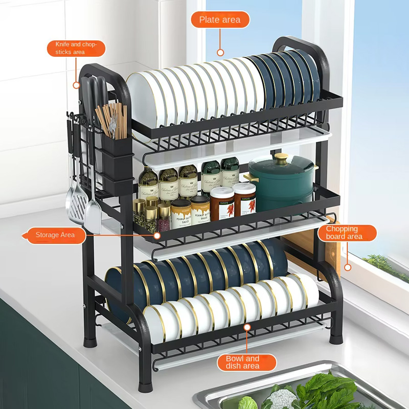 3 Layer Multi-Tiered Dish Storage Rack | Idealancy
