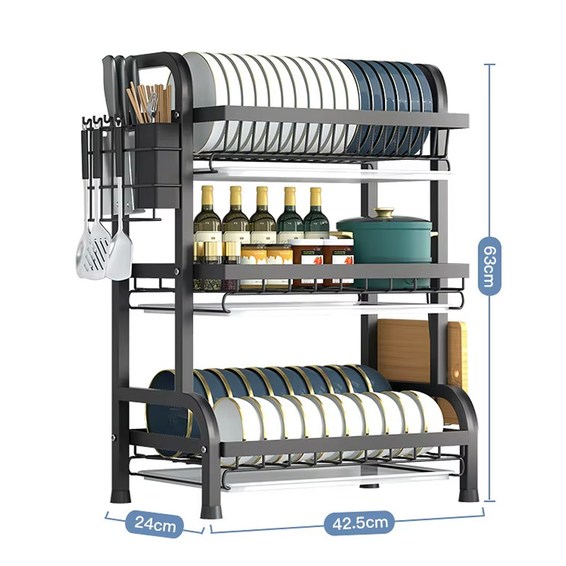 3 Layer Multi-Tiered Dish Storage Rack | Idealancy