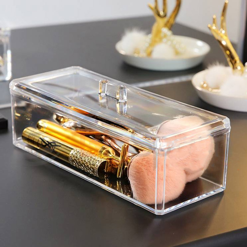 Acrylic Makeup Cosmetic Container With Lid | Idealancy