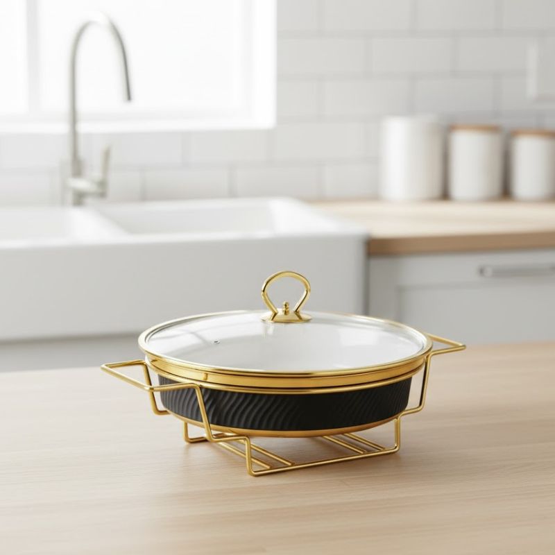 Brilliant 12inch Round Serving Dish With Candle Stand And Glass Lid ...