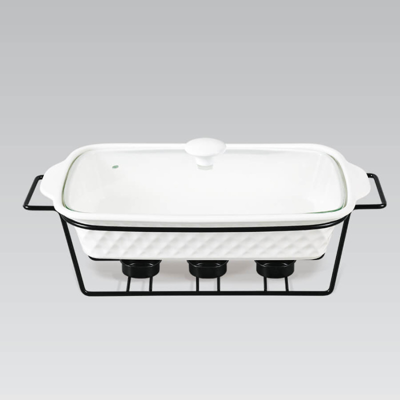 Brilliant Rectangular Burner Dish With Stand And Glass Lid | Idealancy