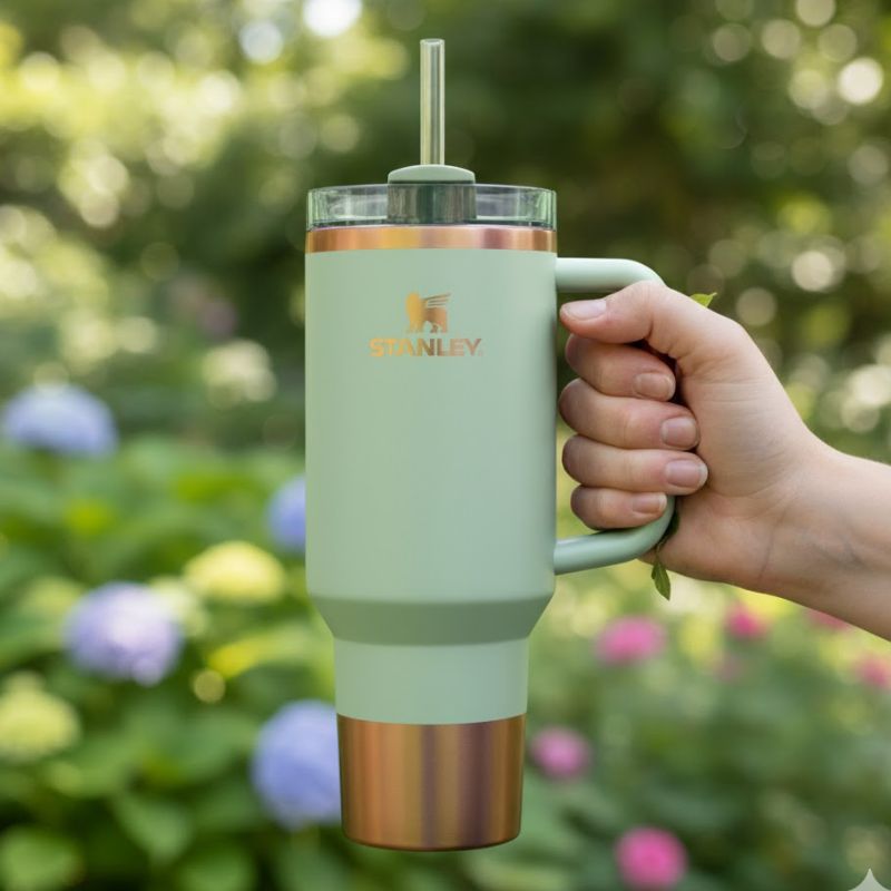 Stanley 40 OZ H2.0 FlowState Gilded Celadon Tumbler | Idealancy