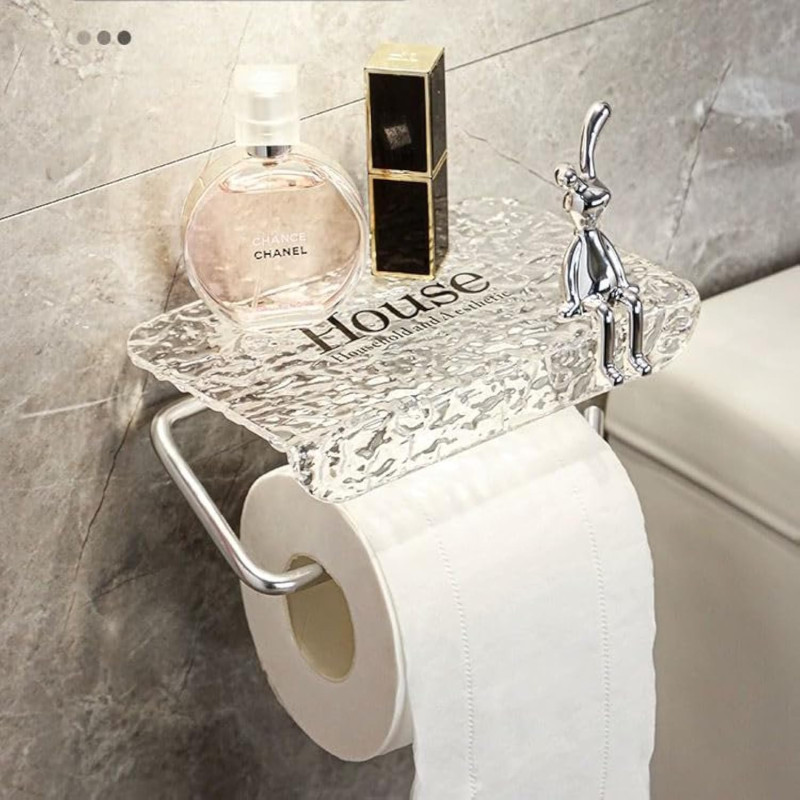 Acrylic Tissue Paper Holder With Shelf | Idealancy