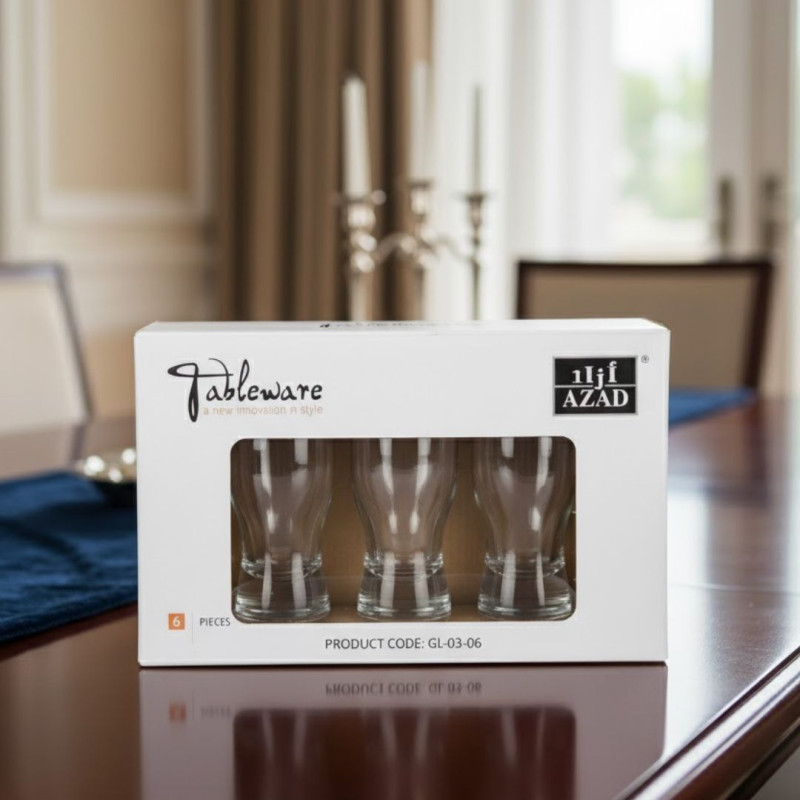 Square Base Glass Set 6 Pcs Acrylic 200ML Azad | Idealancy
