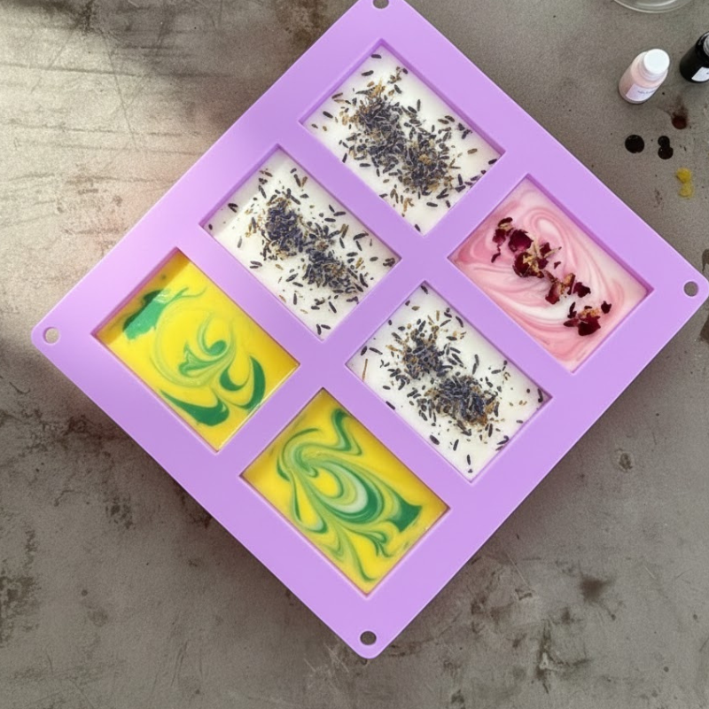 Silicone Soap Mold 6 Cavity Handmade Soap Making Tray | Idealancy