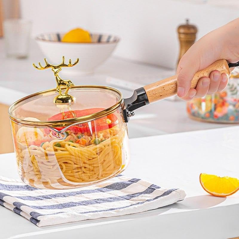 High Borosilicate Heat Resistant Glass Pot 2.5 Liter Cooking & Serving ...