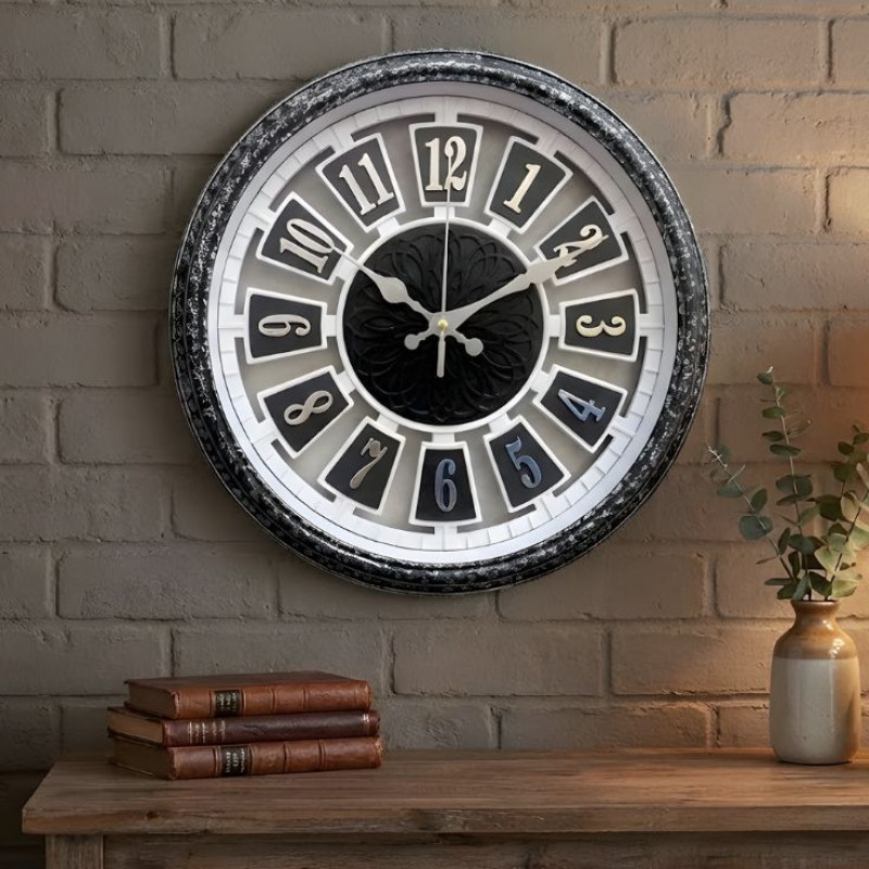 Heritage Trax 14 Inch Wall Clock Snowy Rustic | Idealancy