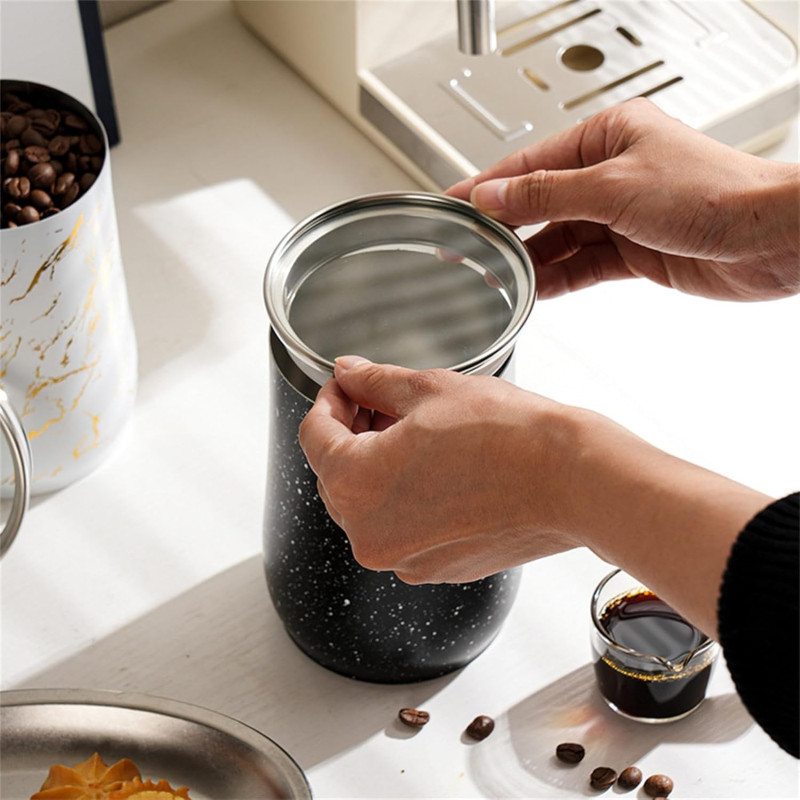 Metal Jar 800 Ml With Plastic Spoon Airtight Storage Container For ...