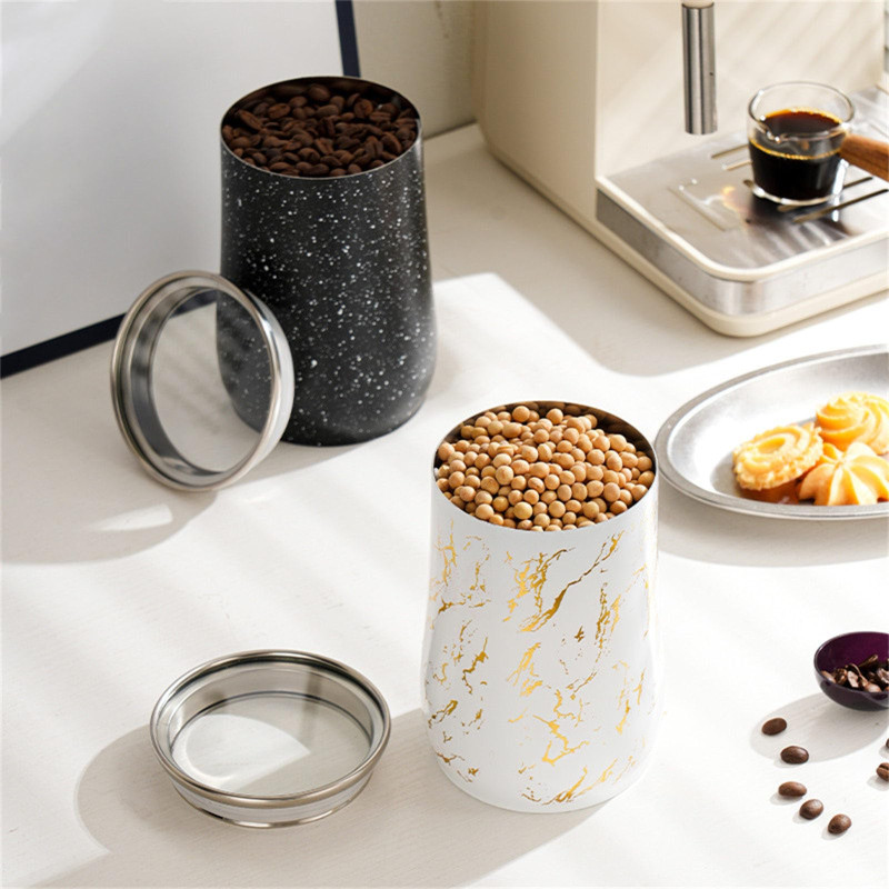 Metal Jar 800 Ml With Plastic Spoon Airtight Storage Container For ...