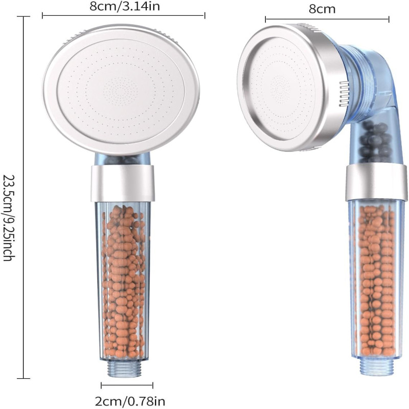 Mineral Beads Shower Head Handheld High Pressure Negative Ion Filter ...