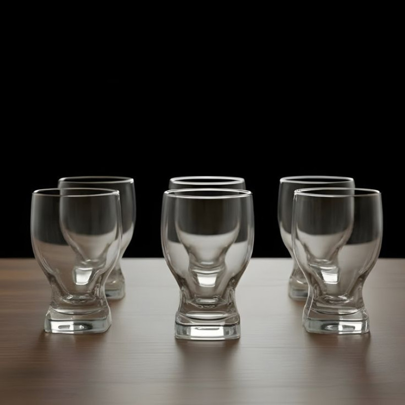 Square Base Glass Set 6 Pcs Acrylic 200ML Azad | Idealancy