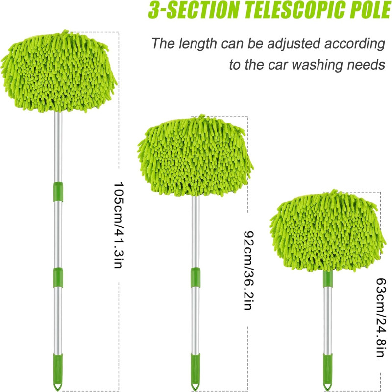 2 In 1 Car Wash Mop Mitt With Long Handle Scratch Cleaning Tool | Idealancy