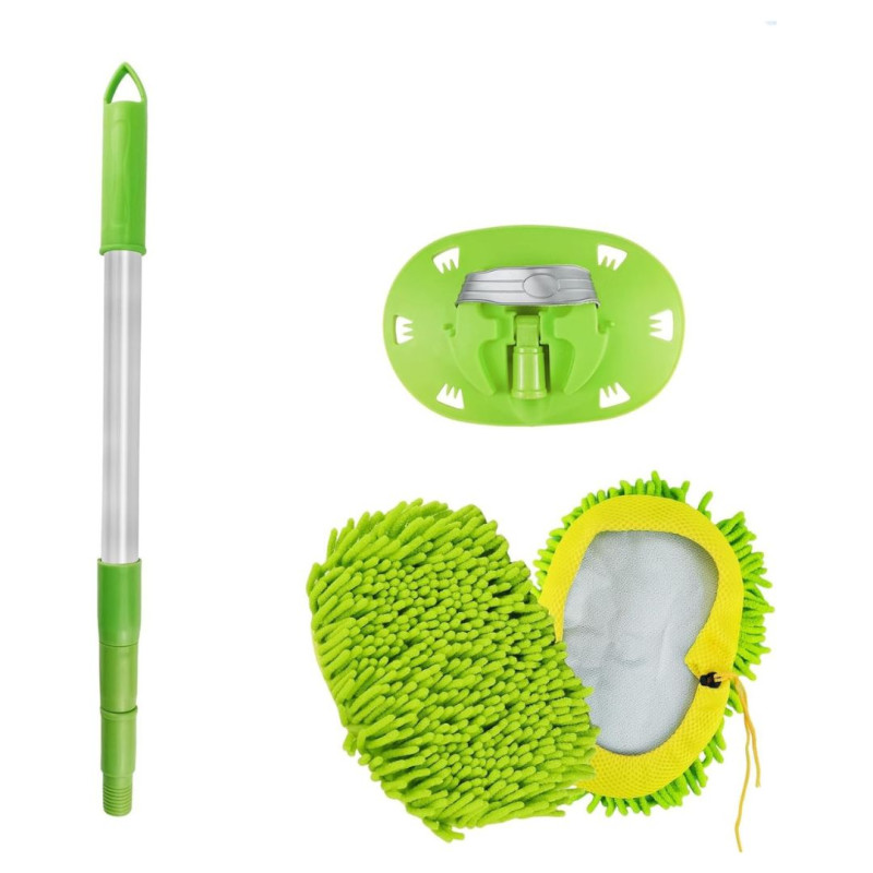 2 In 1 Car Wash Mop Mitt With Long Handle Scratch Cleaning Tool | Idealancy