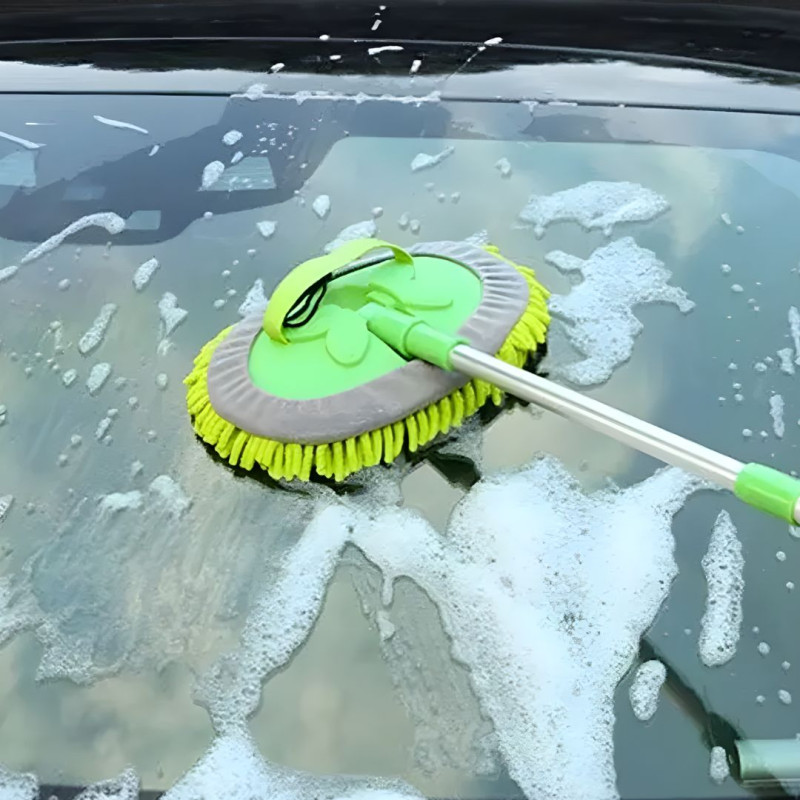 2 In 1 Car Wash Mop Mitt With Long Handle Scratch Cleaning Tool | Idealancy
