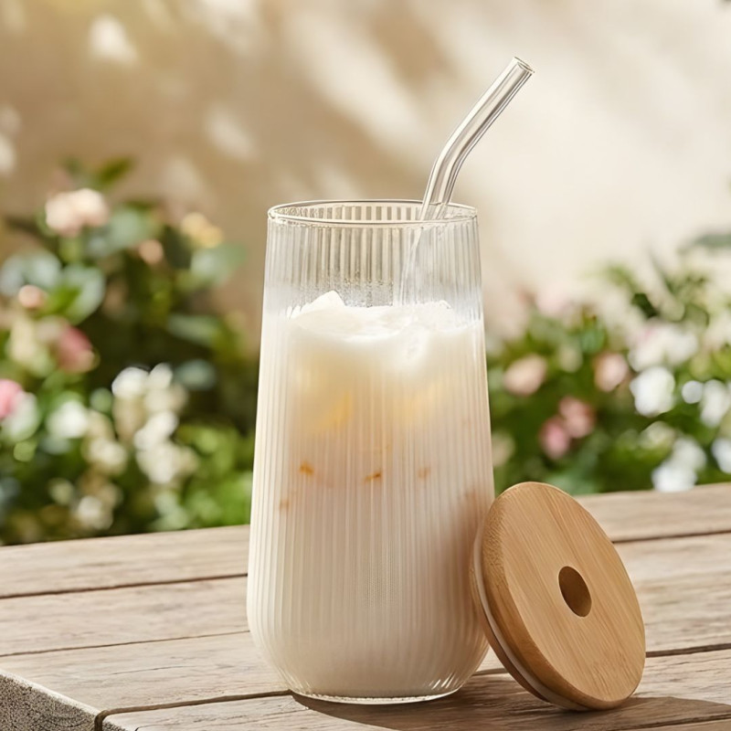 Juice Glass With Glass Straw – Reusable Beverage Cup | Idealancy