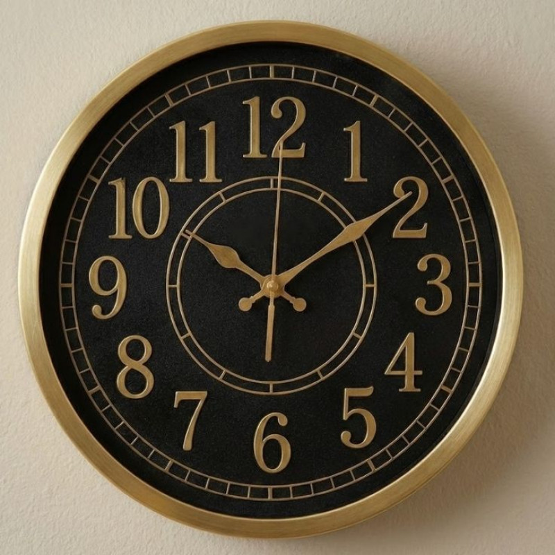 Heritage Momentum 15 Inch Black Gold Wall Clock | Idealancy