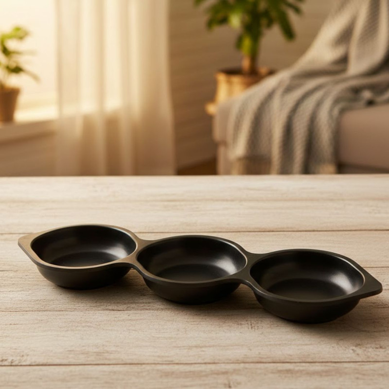 Triple Section Melamine Sauce Dip Tray | Idealancy