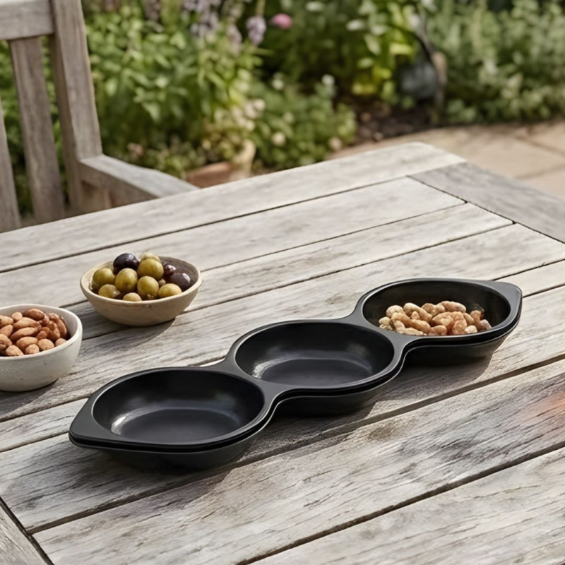 Triple Section Melamine Sauce Dip Tray | Idealancy