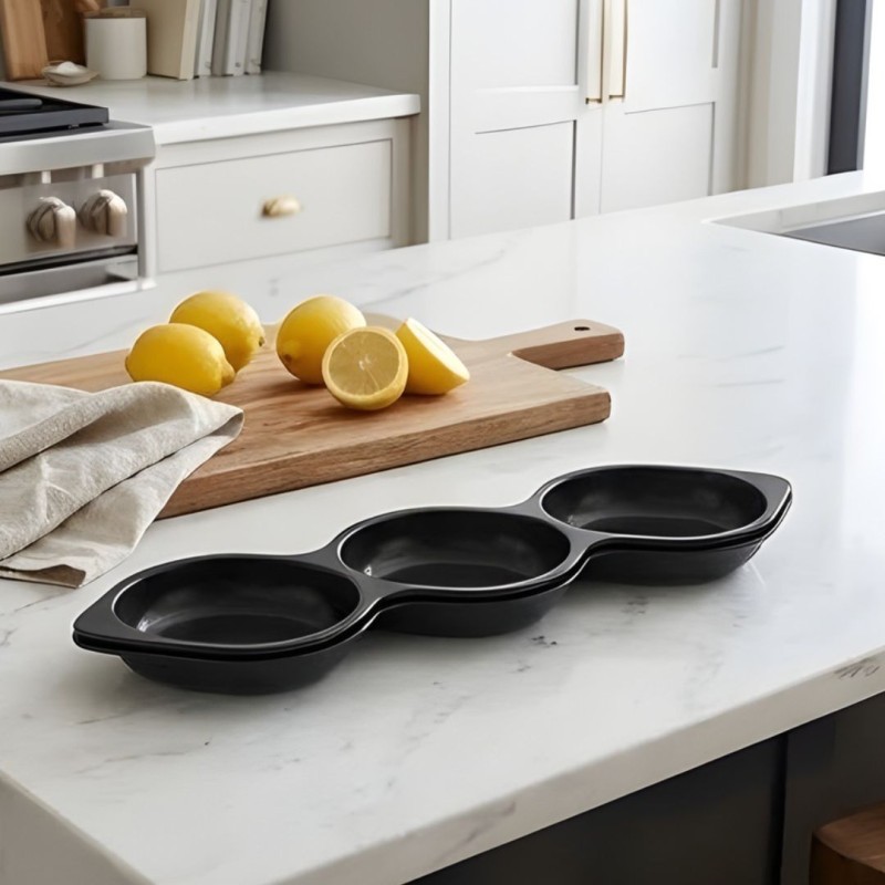 Triple Section Melamine Sauce Dip Tray | Idealancy