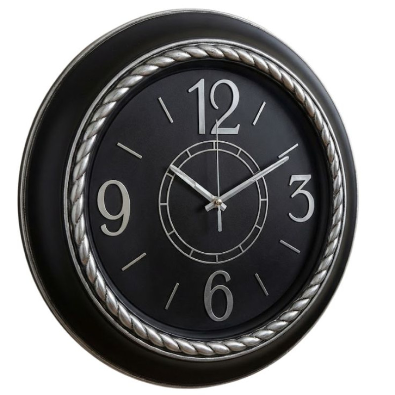 Heritage Prague2 18 INCH Beaded Silver Black Wall Clock | Idealancy