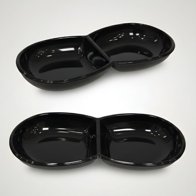Melamine Vintage Sauce Divider Black Serving Dish | Idealancy