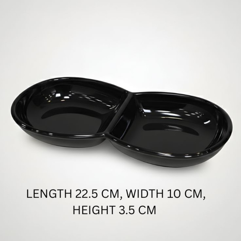 Melamine Vintage Sauce Divider Black Serving Dish | Idealancy
