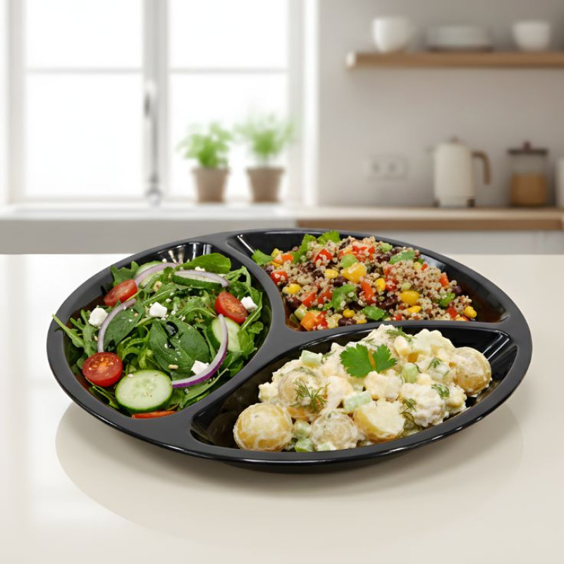 Melamine Euro Divider Black Serving Dish | Idealancy