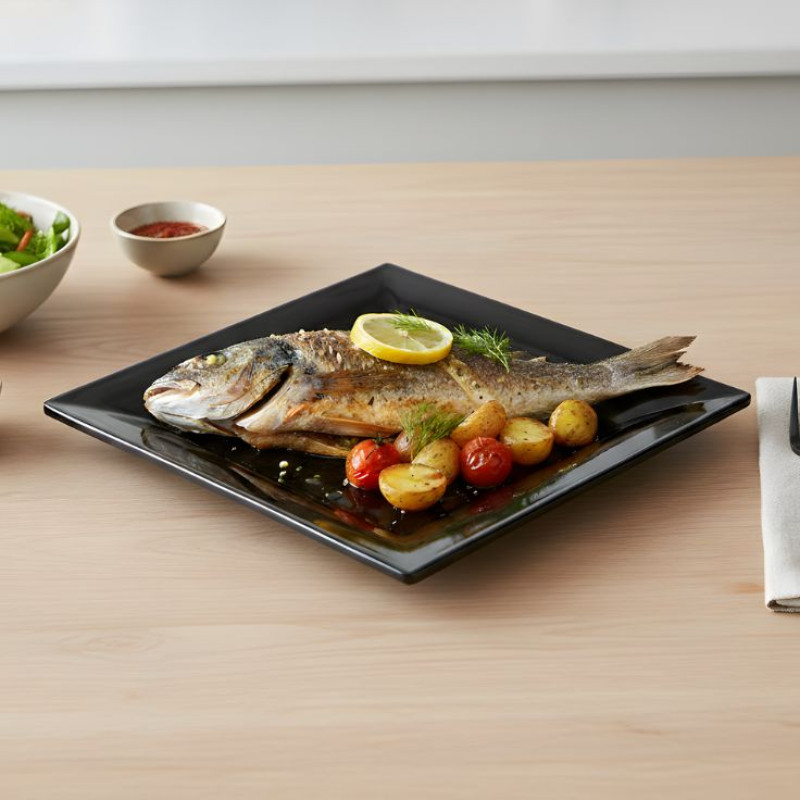 Melamine Large Swiss Black Serving Platter | Idealancy