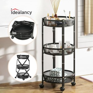 3-Tier Foldable Storage Trolley Rack | Idealancy